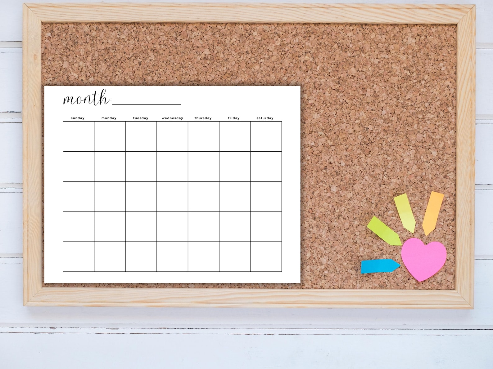 Blank Monthly Calendar Printable PDF | Cursive Minimalist Undated ...