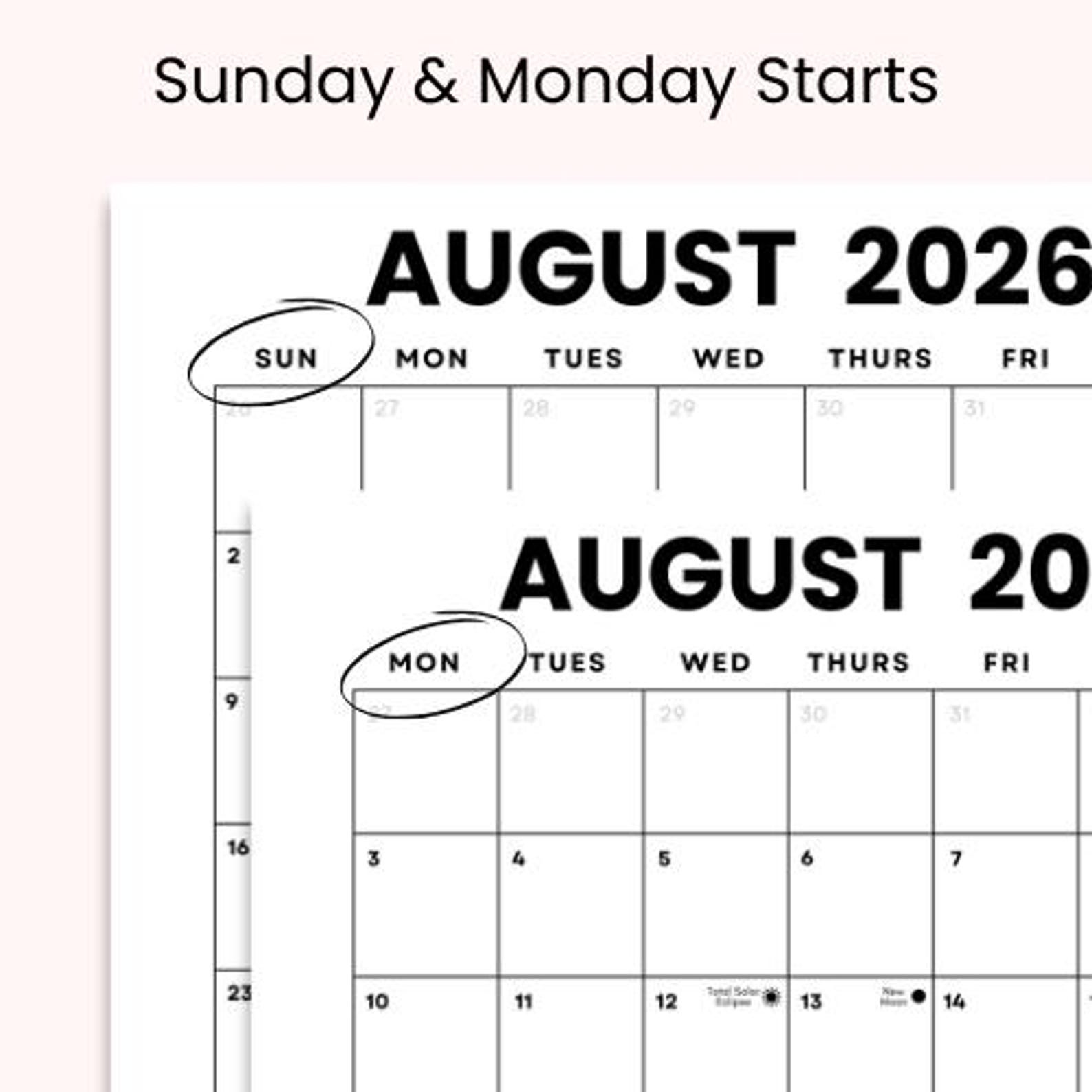 August 2026 Minimalist Calendar: US Holidays & Moon Phases (printable ...