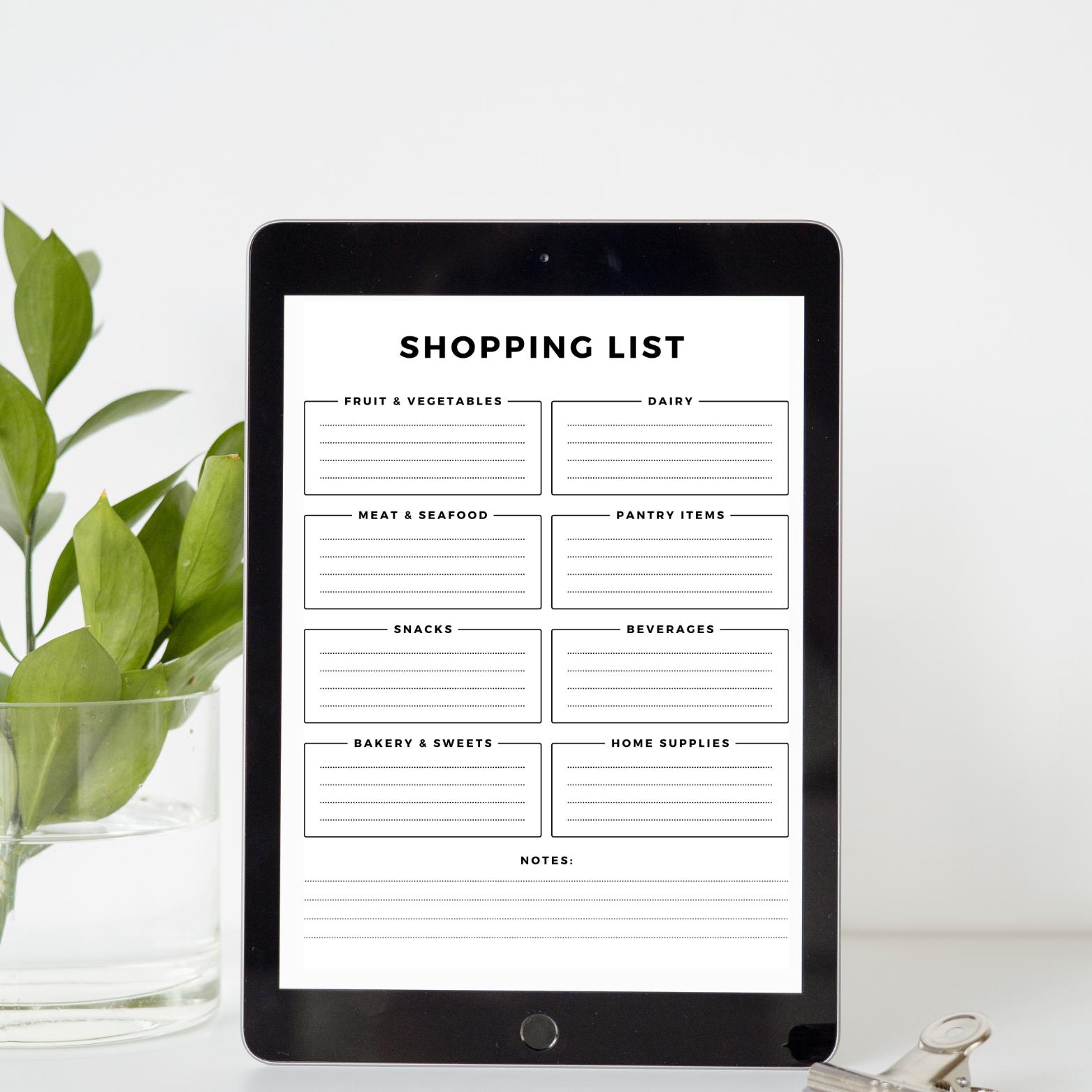 Shopping List Digital Download | Minimalist Printable PDF| Instant ...