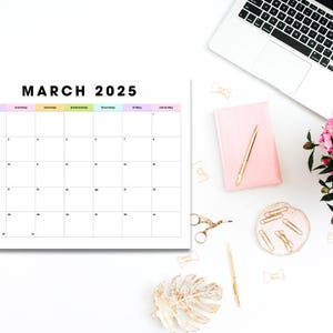 March 2025 Minimalist Colorblock {PASTELS} | Monthly Calendar Printable ...