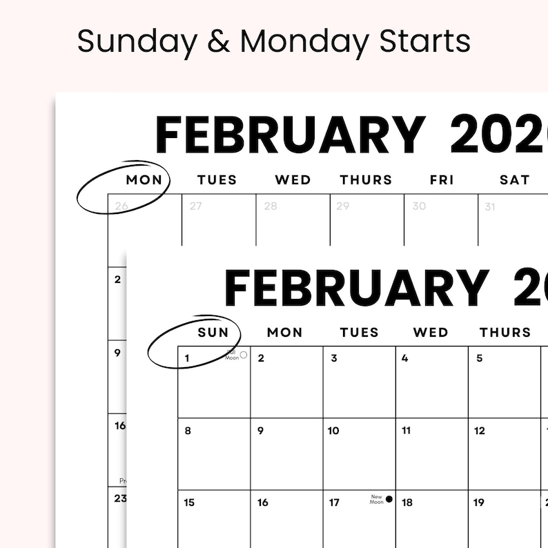 February 2026 Minimalist Calendar: US Holidays & Moon Phases (printable ...
