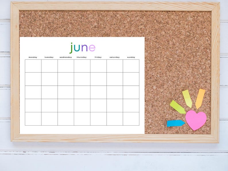 Undated June Rainbow Calendar Printable PDF| Digital Perpetual May 2025 ...