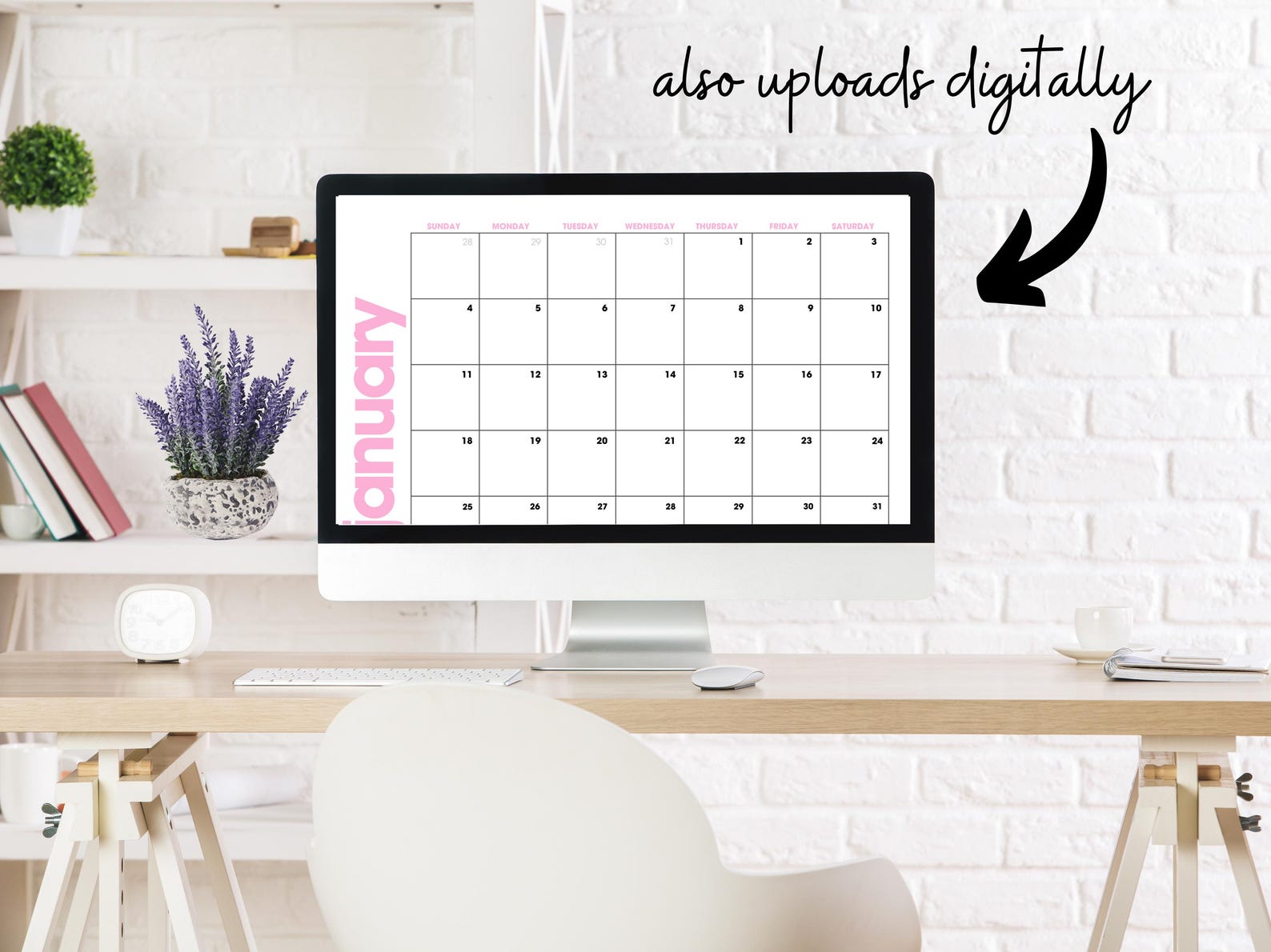 January 2026 Minimalist Modern Calendar Printable: PDF, Sunday Start ...