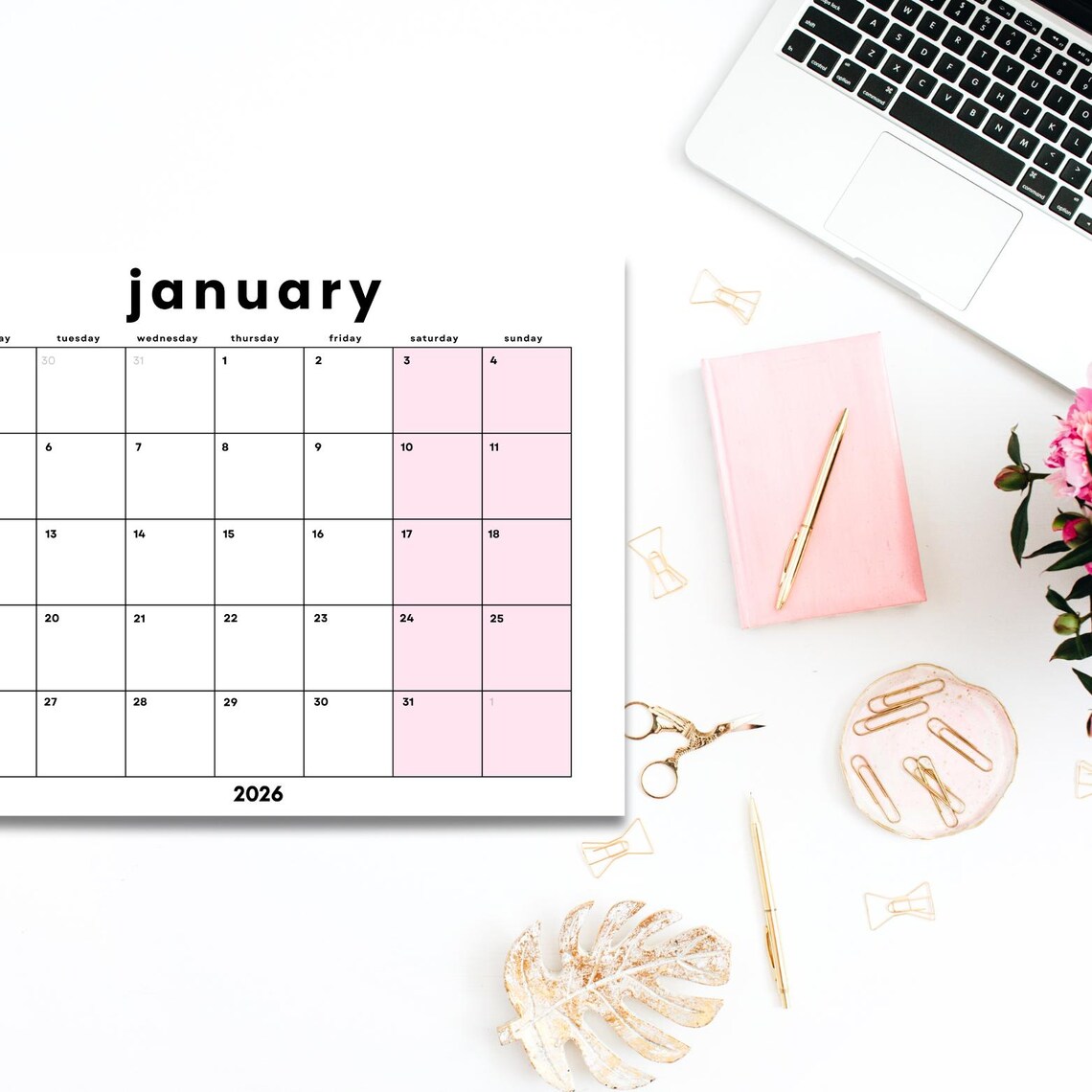 2026 Minimalist Calendar Printable: Colorblock Monthly Planner (PDF ...