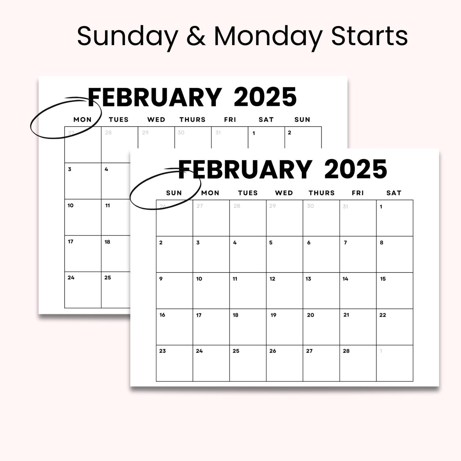 Dated February 2025 Minimalist Monthly Calendar Printable PDF| Instant ...