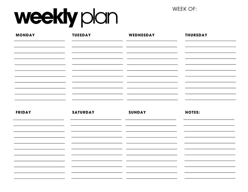 Minimalist Weekly Planner Printable PDF| Instant Digital Download ...