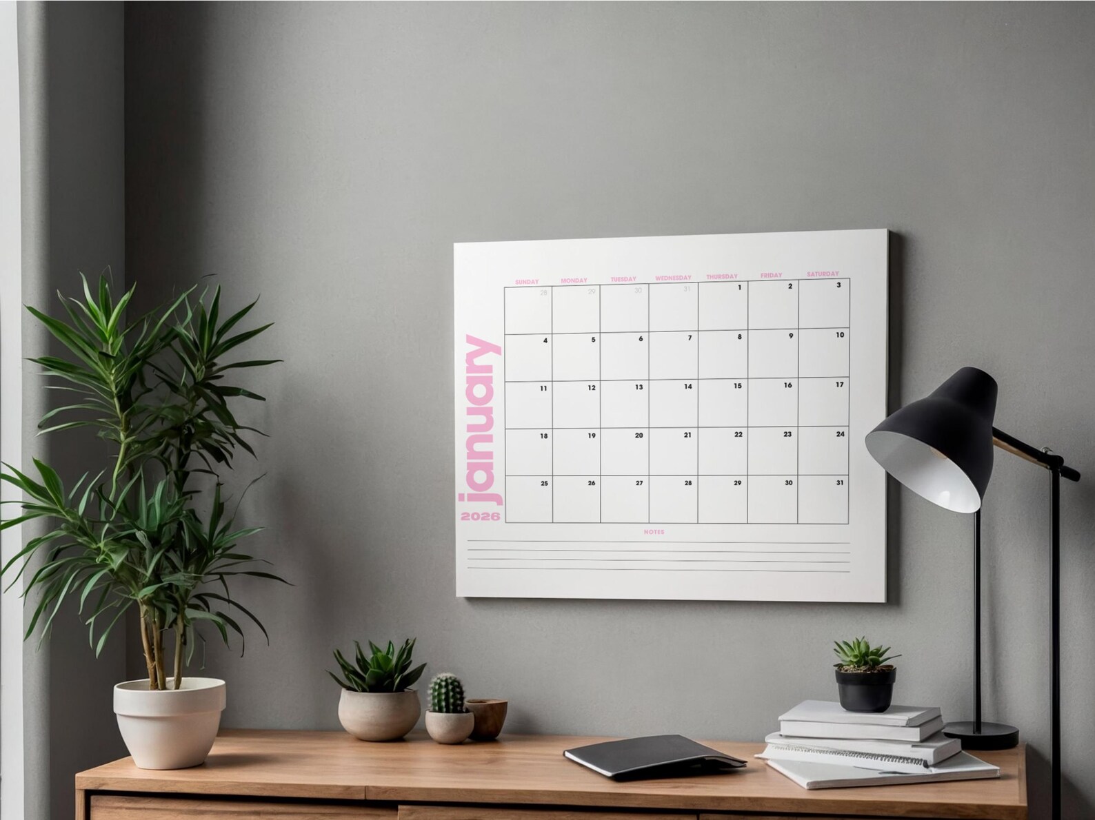 January 2026 Minimalist Modern Calendar Printable: PDF, Sunday Start ...