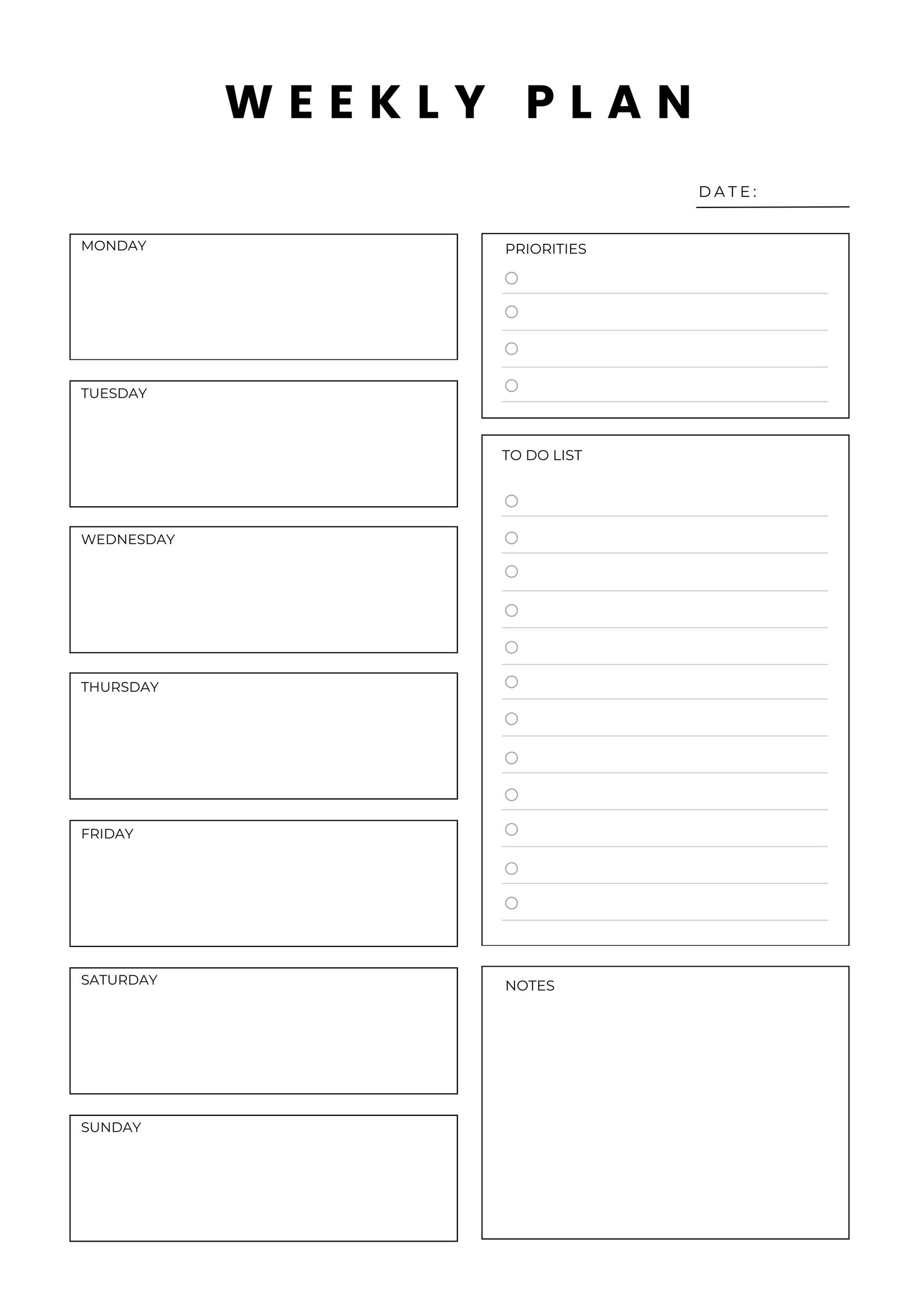 Minimalist Weekly Planner Printable | Brain Dump, To-do List (PDF) - Etsy