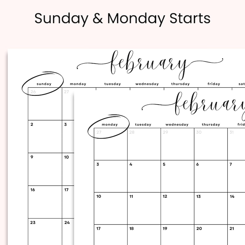 Dated February 2025 Minimalist Monthly Calendar Printable Letter PDF ...