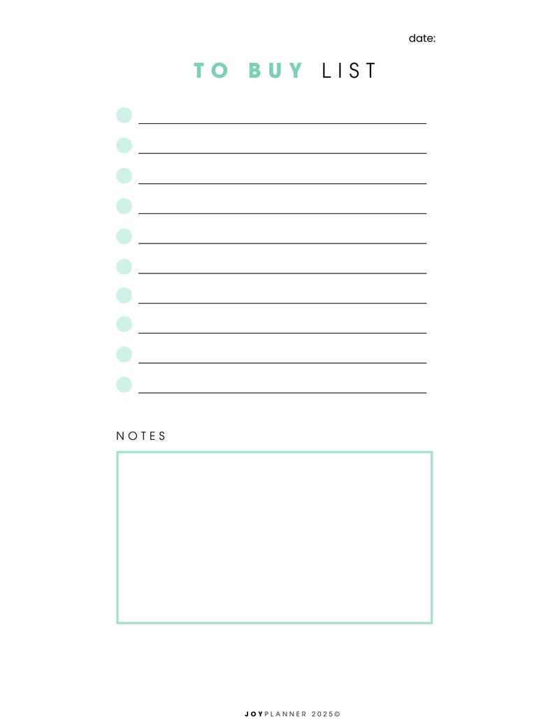 Minimalist To-buy List Printable | Shopping List Template (digital ...