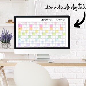 Minimalist Large Wall 2026 Yearly Calendar: Landscape (printable PDF ...