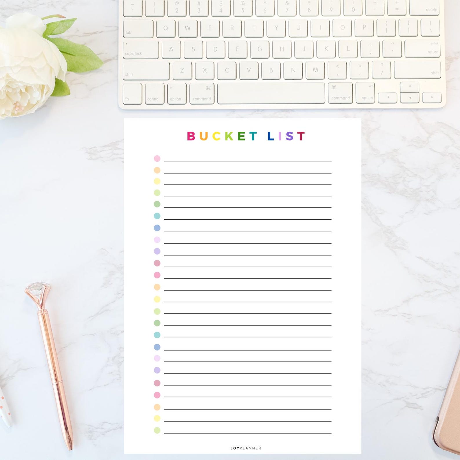 Rainbow Bucket List Printable | Joyplanner Template | Digital Download ...