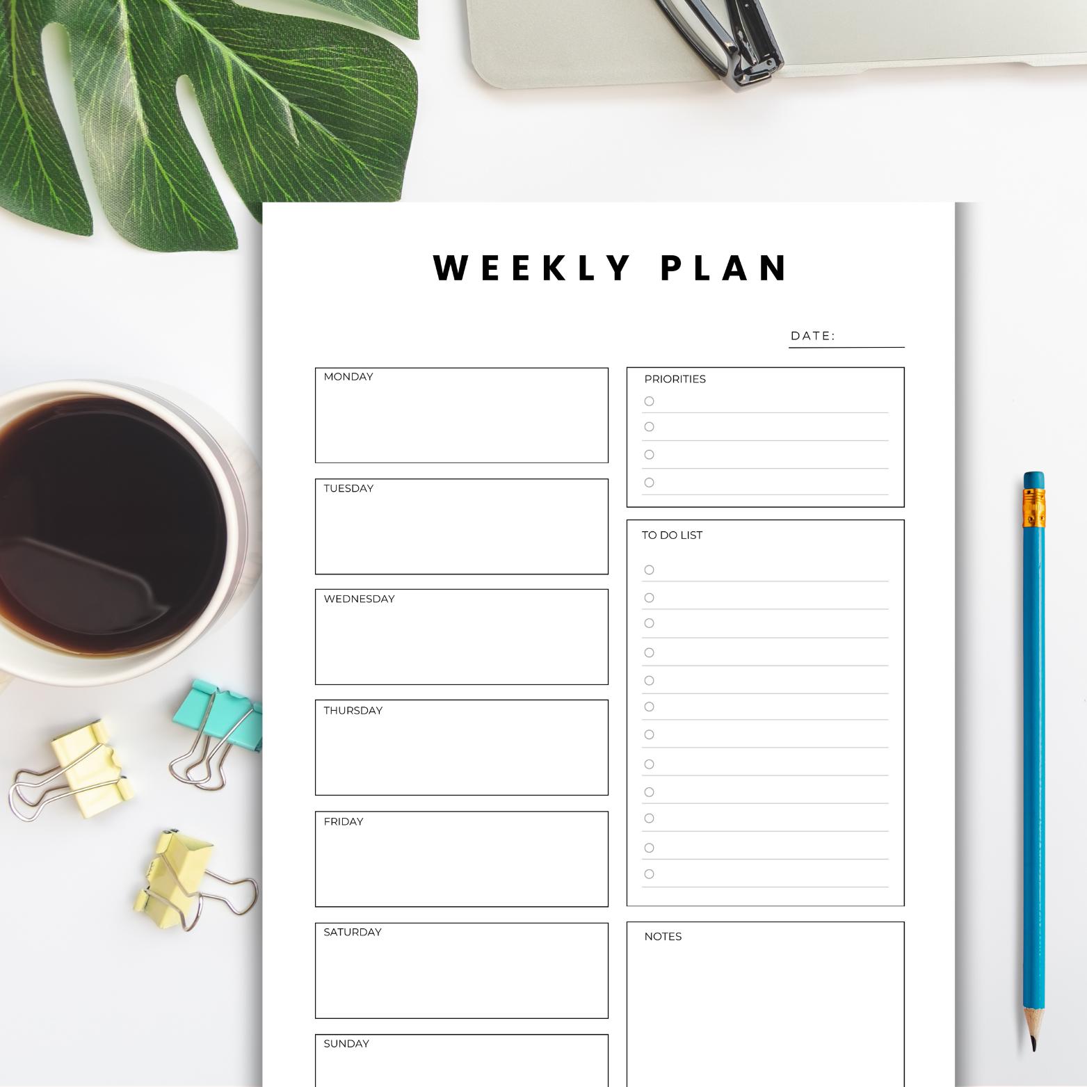 Minimalist Weekly Planner Printable | Brain Dump, To-do List (PDF) - Etsy
