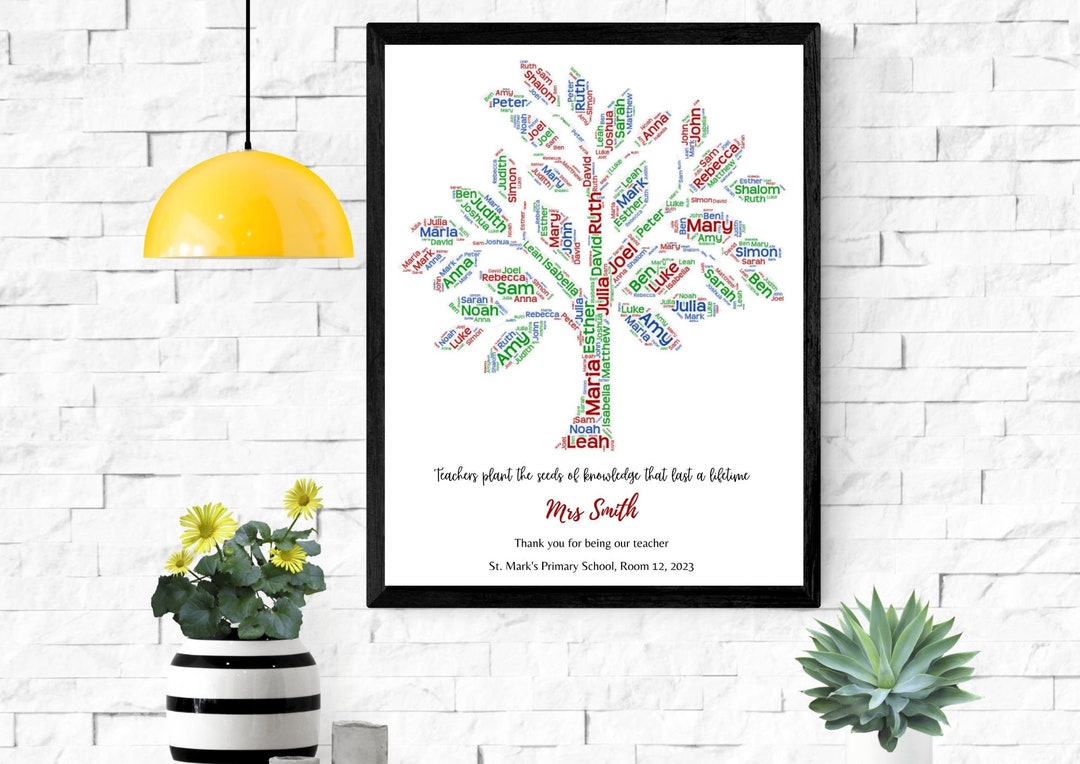 Personalised TEACHER GIFT - Word Art - Teacher Appreciation - School ...