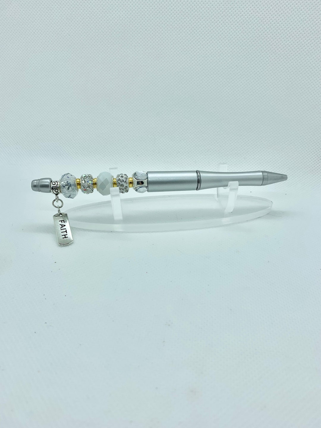 Bejeweled Silver Crystal Writing Pen W/ FAITH Charm - Etsy