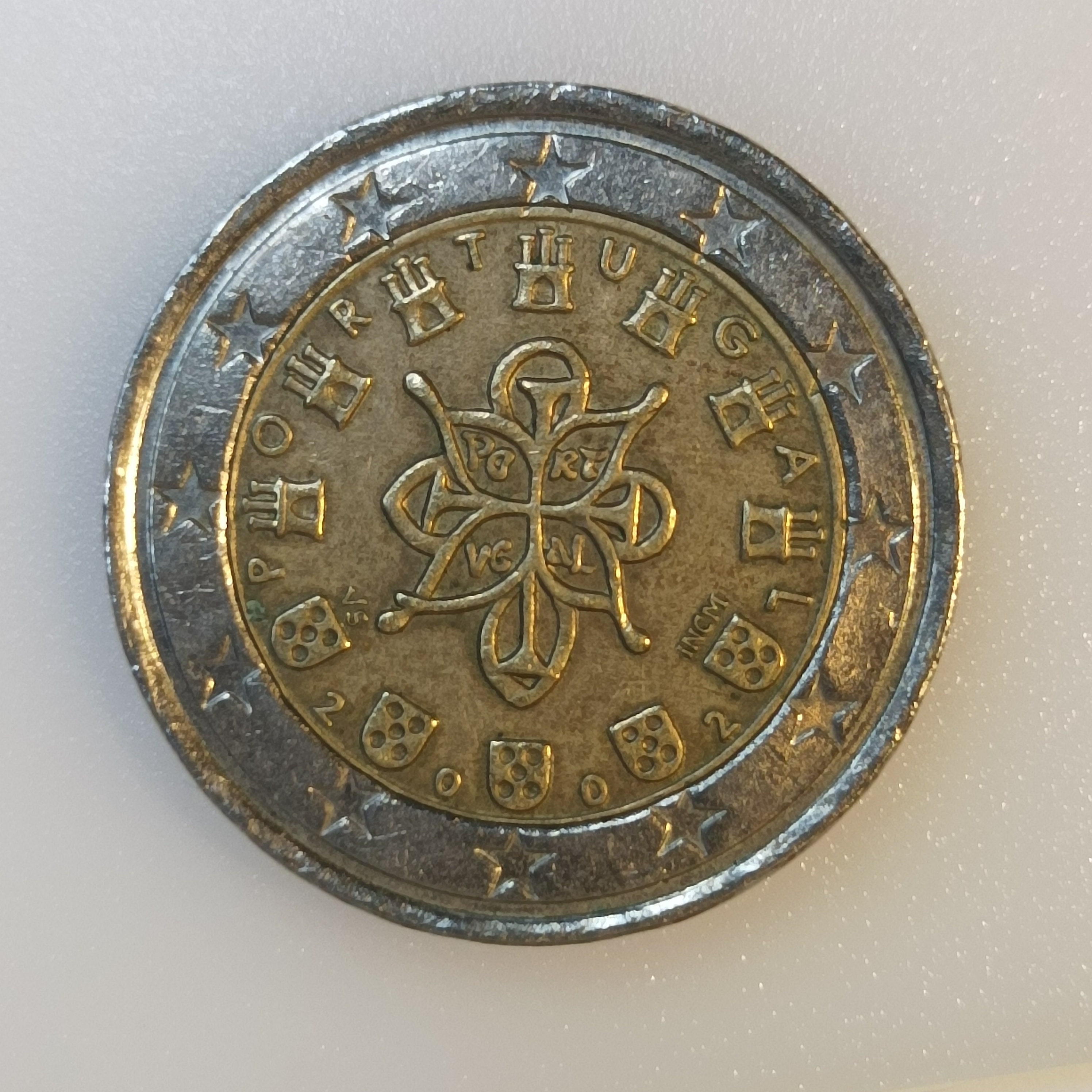 2 euro Portugal 2002. Valuta met muntfouten. - Etsy België