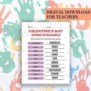 Valentine's Day Word Scramble Activity Worksheet, Printable for ...