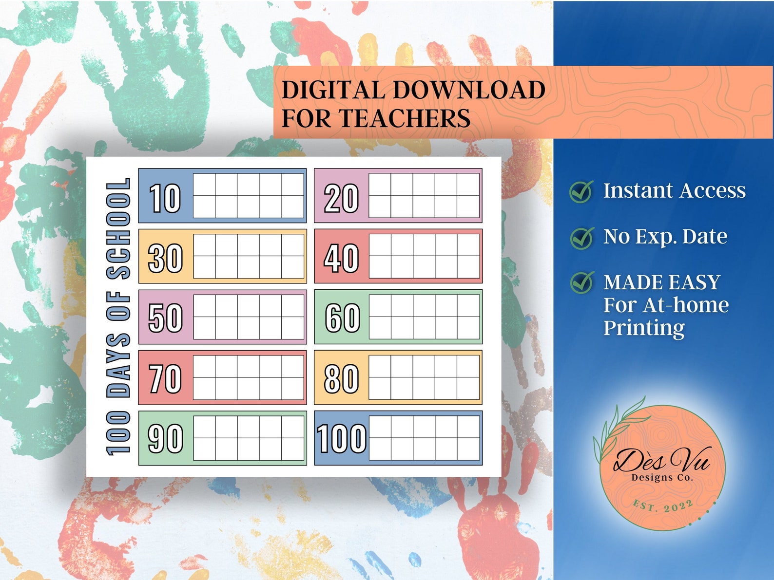 100 Days of School Counting Ten Frames Activity, Printable for Teachers ...