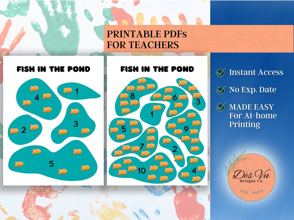 1-5 + 1-10 Counting Activity Worksheets, Counting Fish, Fine Motor ...