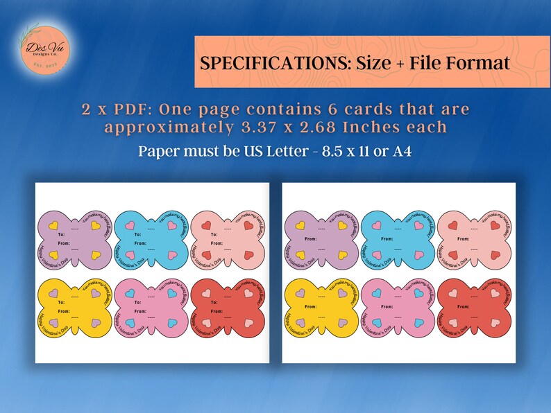 Butterfly Valentine's Day Cards for Kids, Printable Valentines ...