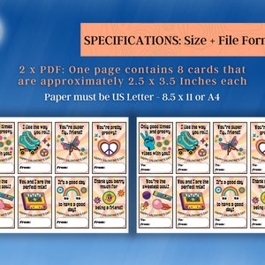 Retro Groovy Valentine's Day Cards for Kids, Printable V-day Cards ...