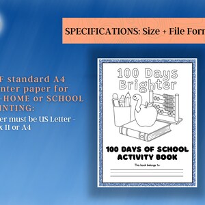 100 Days of School Worksheet Activity Book, Printable for Teachers ...