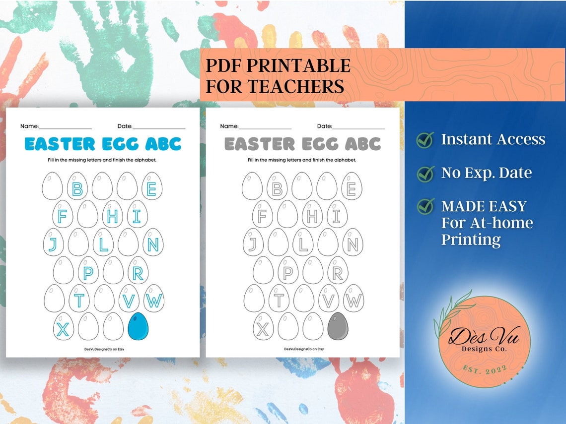 Easter Alphabet Activity, Fill in the Blank, Printable ABC Worksheet ...