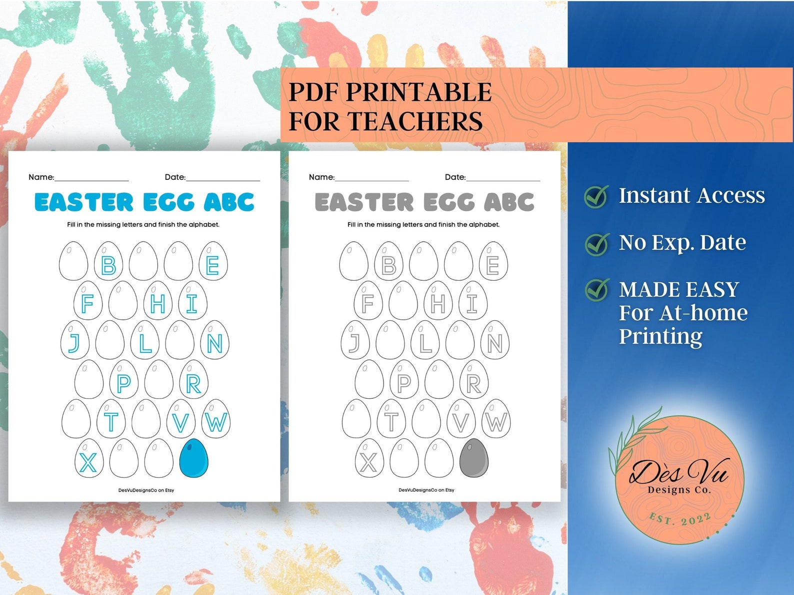 Easter Alphabet Activity, Fill in the Blank, Printable ABC Worksheet ...