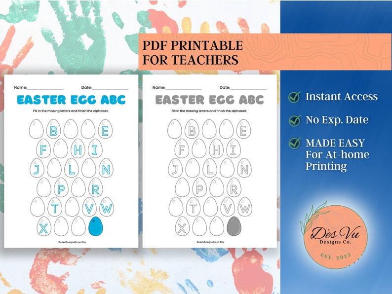 Easter Alphabet Activity, Fill in the Blank, Printable ABC Worksheet ...