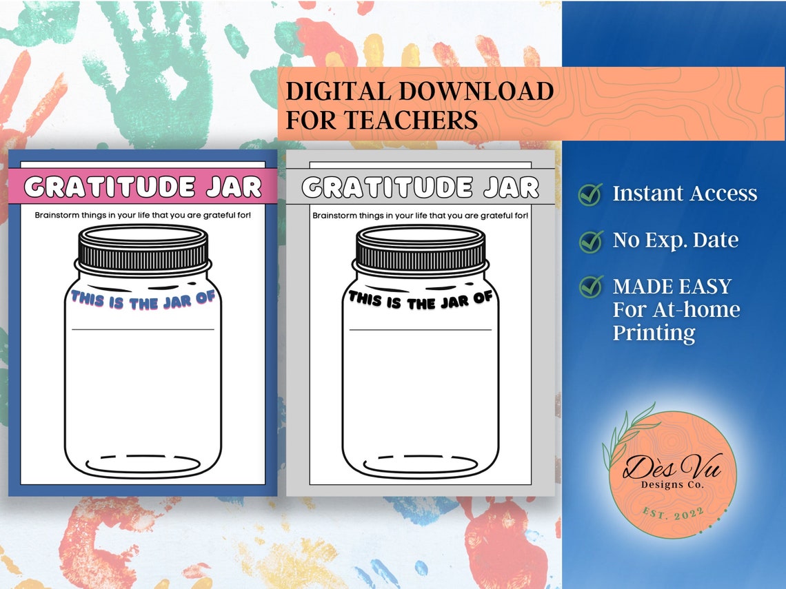 Gratitude Jar for Kids - A Social Emotional Learning Activity Worksheet ...