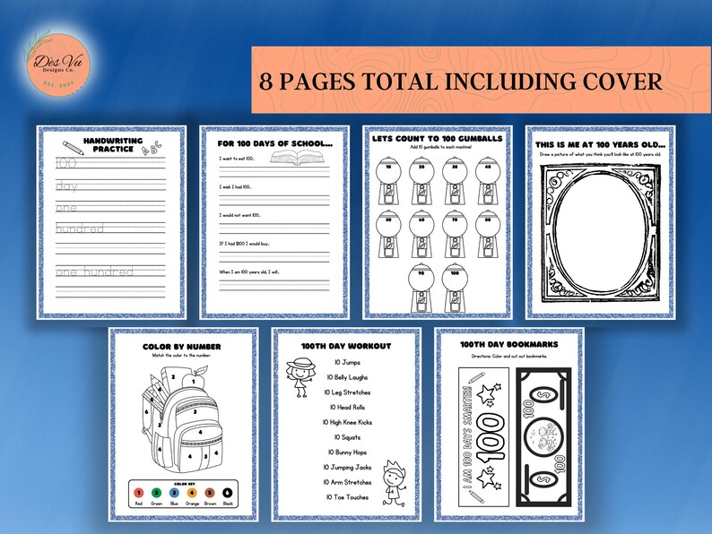 100 Days of School Worksheet Activity Book, Printable for Teachers ...
