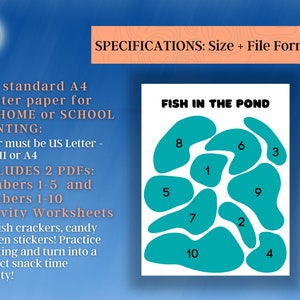 1-5 + 1-10 Counting Activity Worksheets, Counting Fish, Fine Motor ...