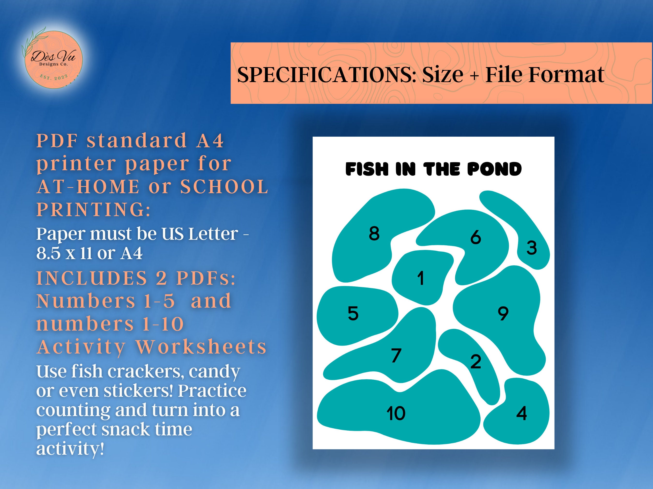 1-5 + 1-10 Counting Activity Worksheets, Counting Fish, Fine Motor ...