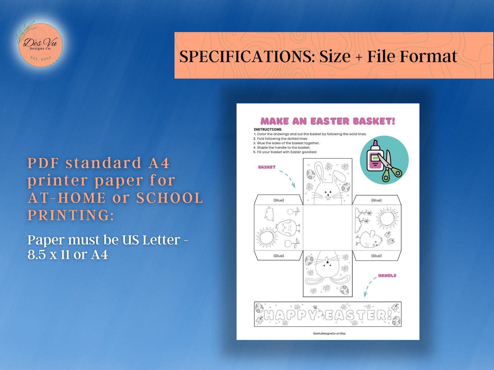 Paper Easter Basket Printable PDF, Diy Template, Easter Activity for ...