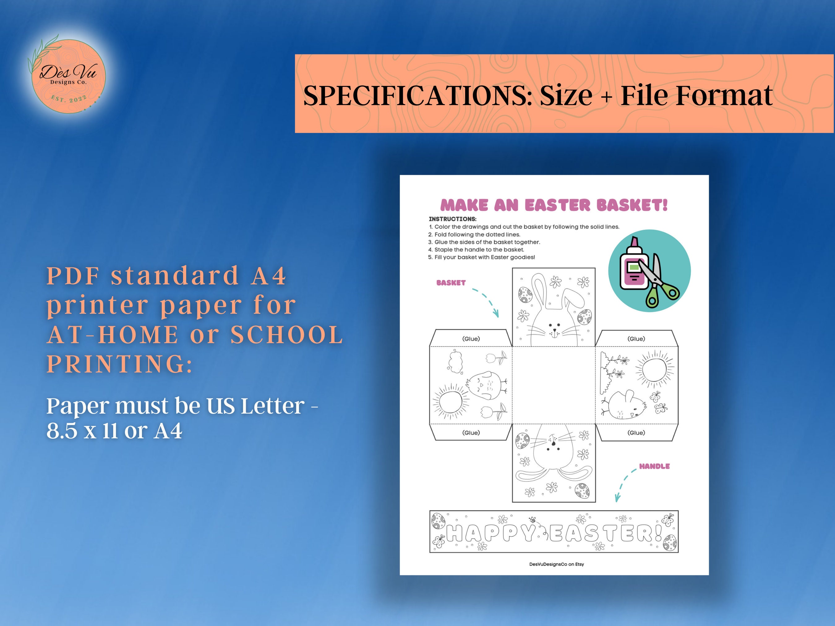 Paper Easter Basket Printable PDF, Diy Template, Easter Activity for ...