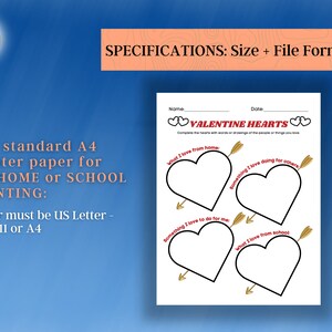 Valentine Hearts Activity Worksheet, Printable for Teachers, Writing ...
