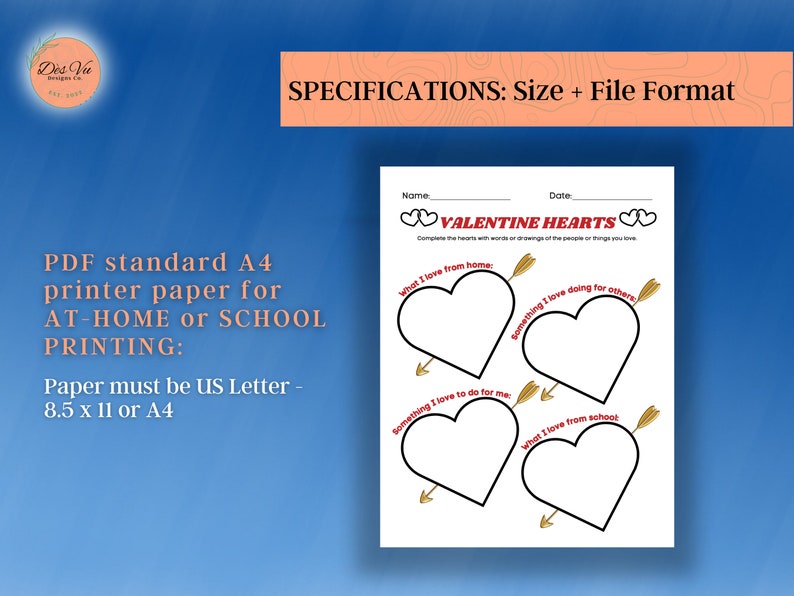 Valentine Hearts Activity Worksheet, Printable for Teachers, Writing ...
