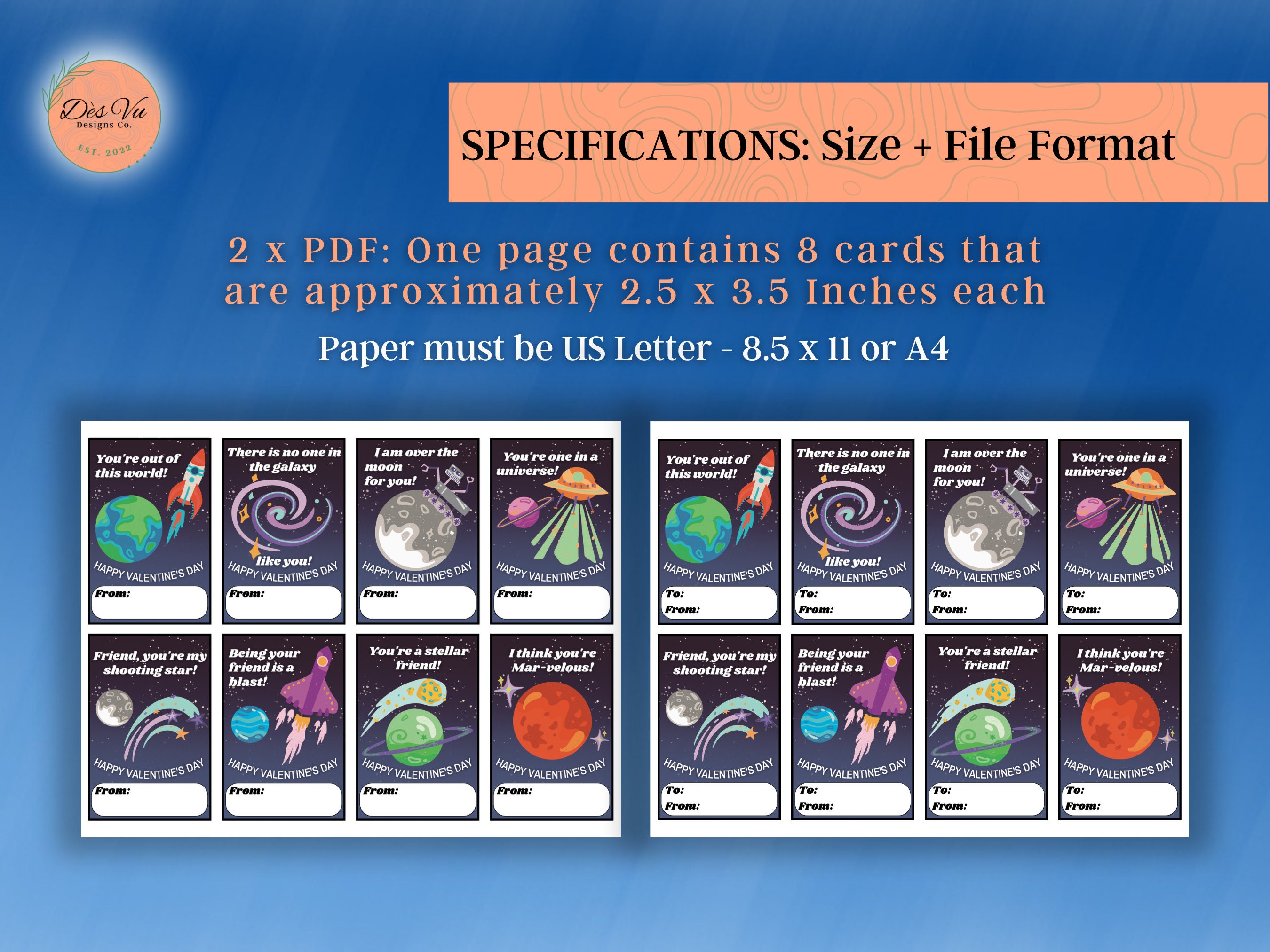 Outer Space Valentines, Printable Valentine Cards for Kids, Planets ...