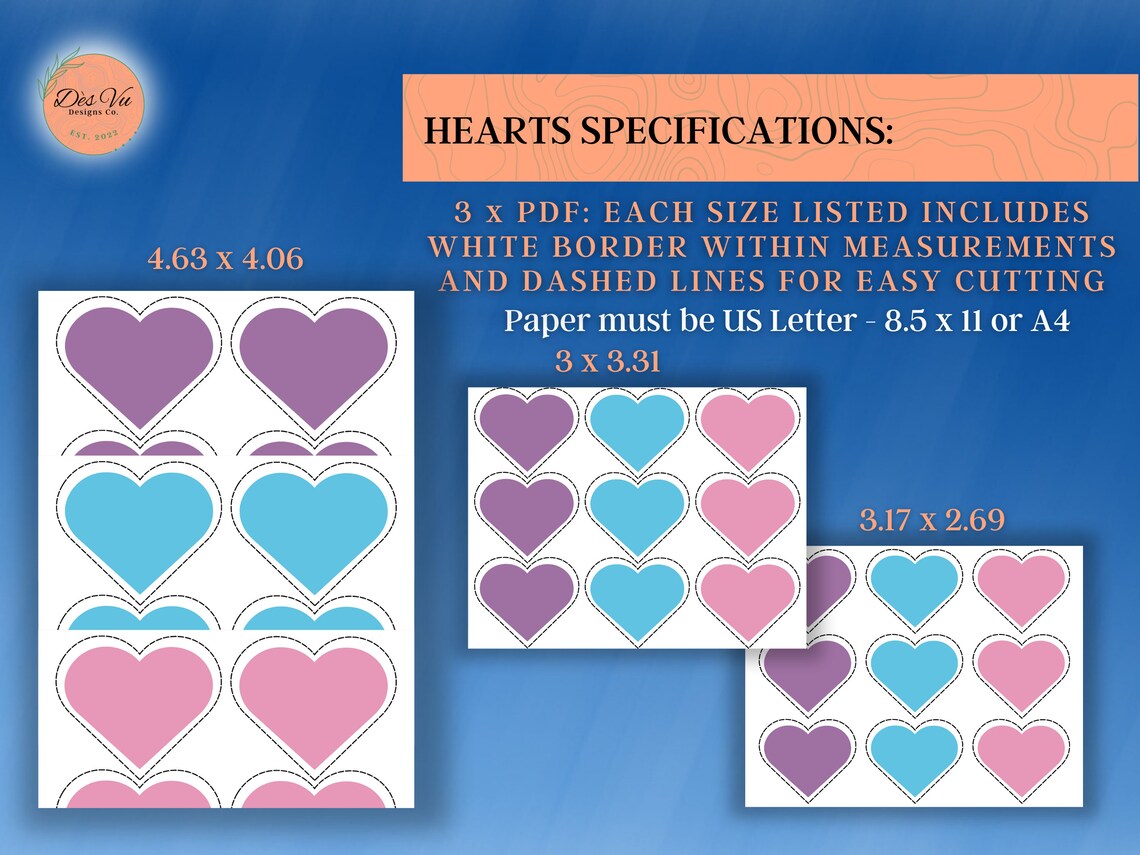 Printable Cutout Hearts, Valentine's Day Cards for Teachers, Diy V-day ...