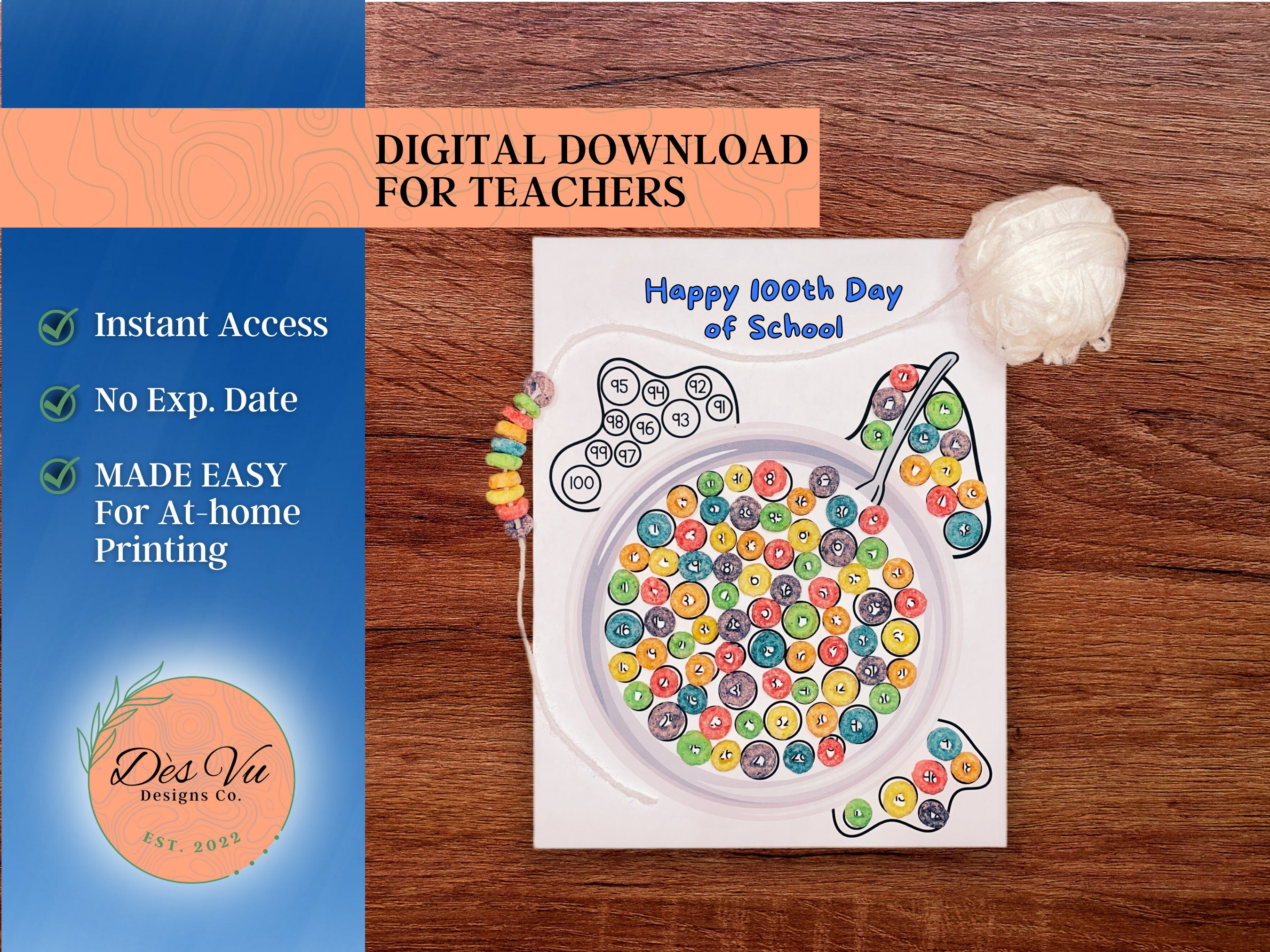 100th Day of School Activity, Printable for Teachers, Cereal, 100 Days ...