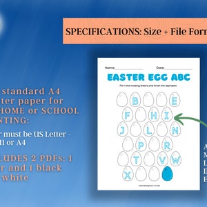 Easter Alphabet Activity, Fill in the Blank, Printable ABC Worksheet ...