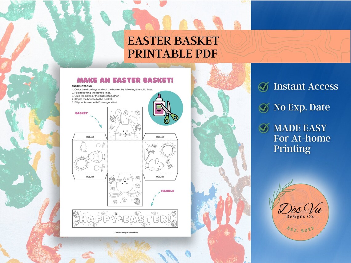 Paper Easter Basket Printable PDF, Diy Template, Easter Activity for ...