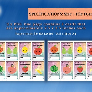 Cute Fruit Valentine's Day Cards for Kids, Printable Valentines, Fruit ...