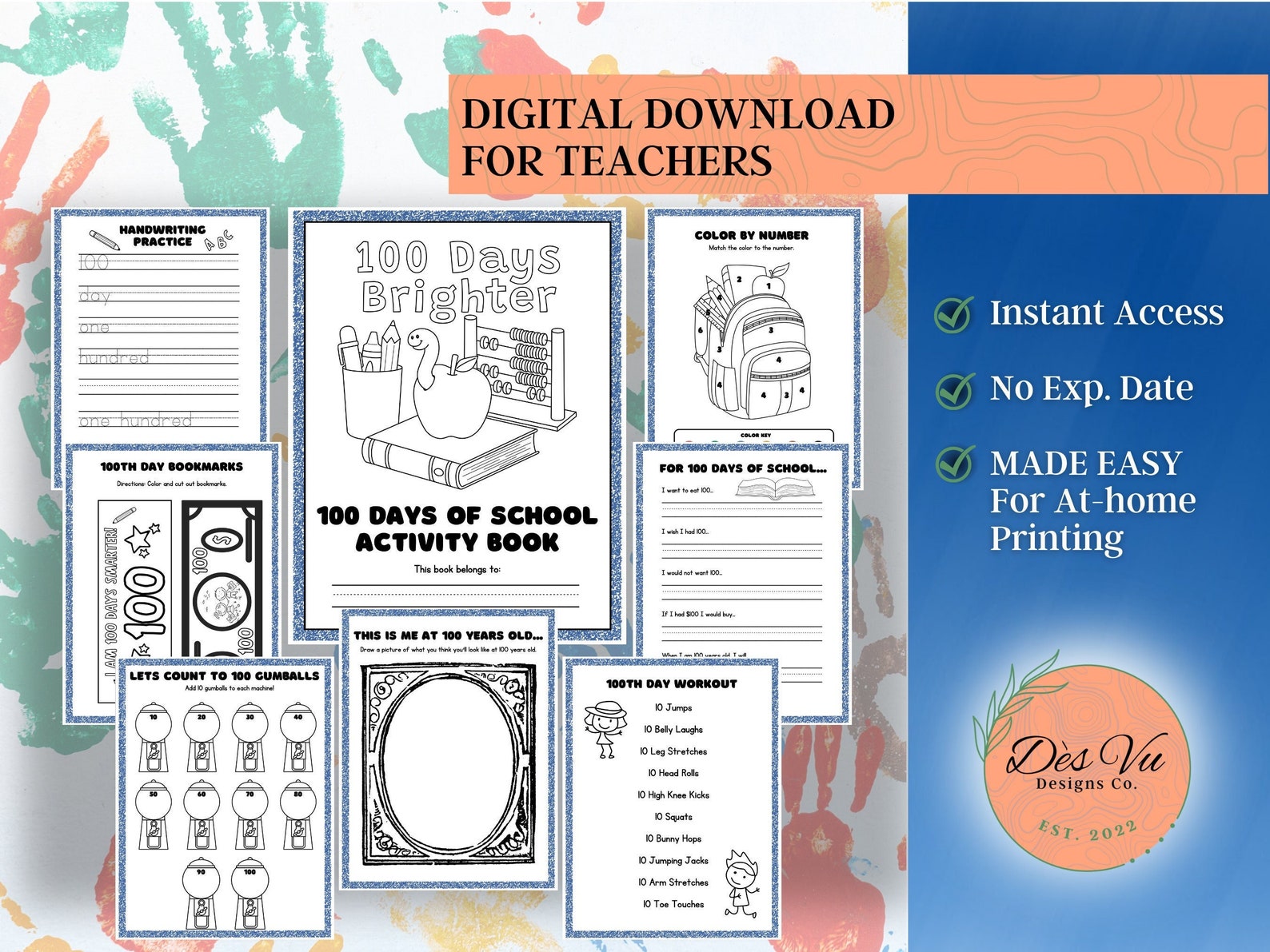 100 Days of School Worksheet Activity Book, Printable for Teachers ...