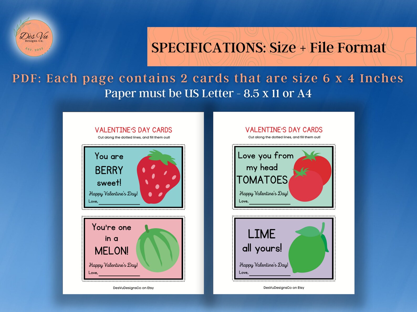 Fun Food Valentine's Day Cards for Kids, Printable V-day Cards ...