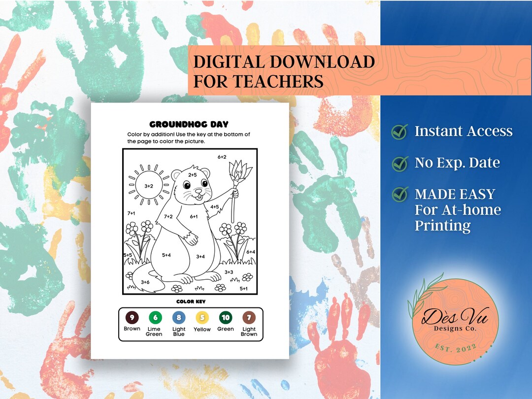 Groundhog Day Activity, Addition, Math Worksheet, Color by Number ...