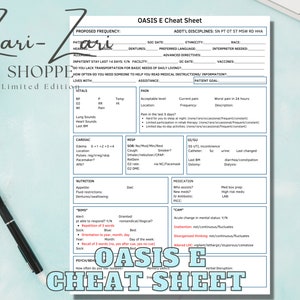 New OASIS E Cheat Sheet With High Risk Medications and Written - Etsy