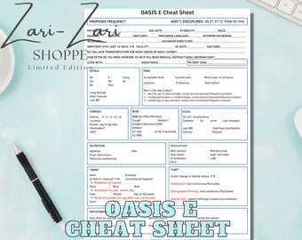OASIS E Cheat Sheet With High Risk Medications and Written - Etsy