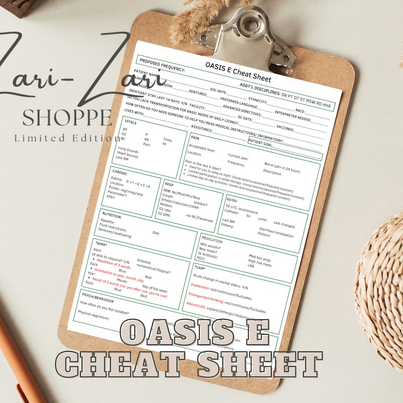 Oasis Cheat Sheet - Etsy