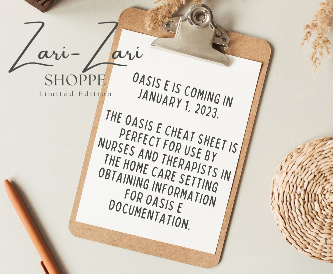 OASIS E Cheat Sheet With High Risk Medications and Written - Etsy